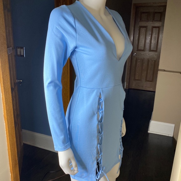 GoJane | Dresses | Baby Blue Lace Up Corset Dress | Poshmark